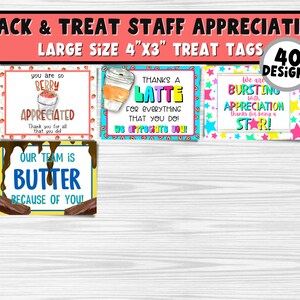 SNACK & TREAT Staff Appreciation Bundle Gift Tags | Large Size 4"x3 ...