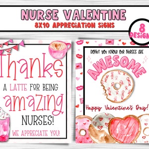 Valentines Nurse Appreciation Sign Bundle | DIY Valentine Bulk Medical ...