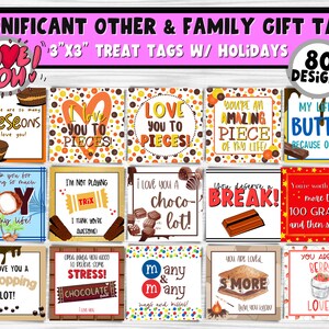Snack & TREAT I Love You Bundle Gift Tags | 3"x3" Printable DIY ...