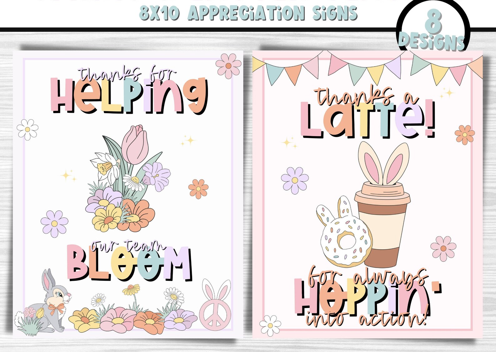 Easter Staff Appreciation Sign Bundle | DIY Spring Bulk Employee ...