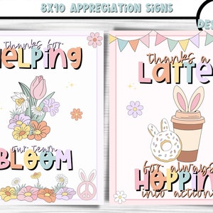 Easter Staff Appreciation Sign Bundle | DIY Spring Bulk Employee ...