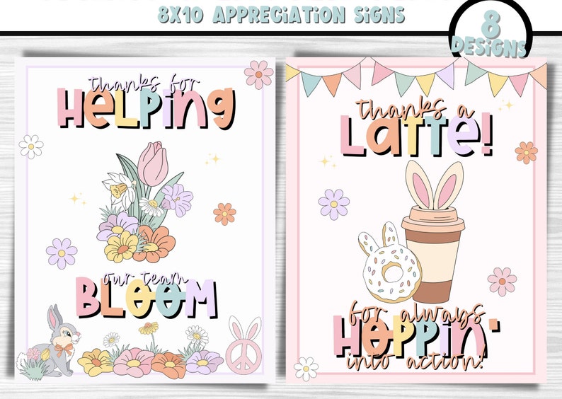 Easter Staff Appreciation Sign Bundle | DIY Spring Bulk Employee ...