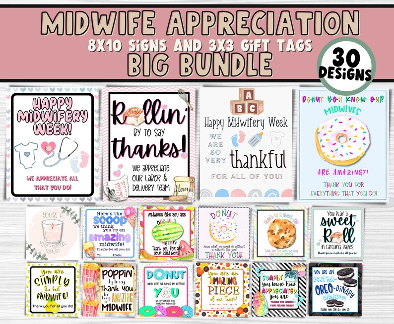 MIDWIFE Week Midwife Appreciation Signs and Gift Tags - Etsy