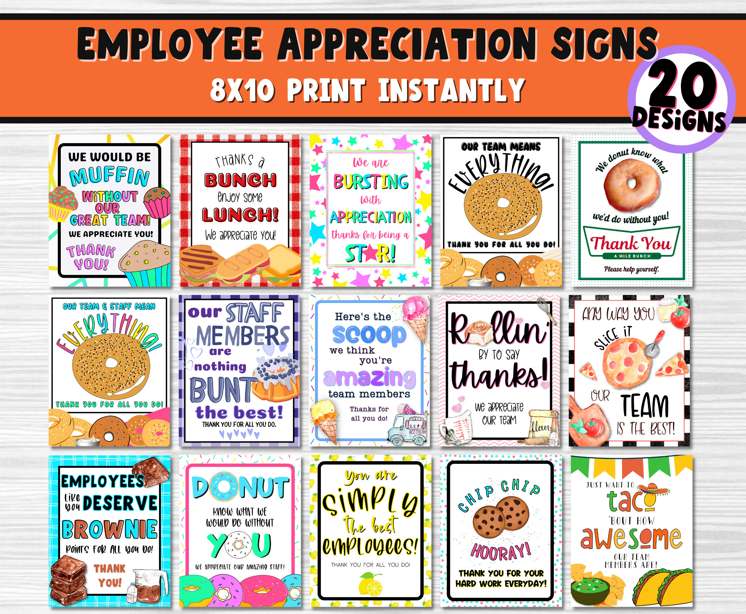 Staff Appreciation Sign Bundle 20 Designs Brunch Lunch - Etsy
