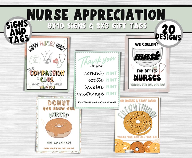 Registered NURSE Appreciation Printable Signs & Gift Tags - Etsy