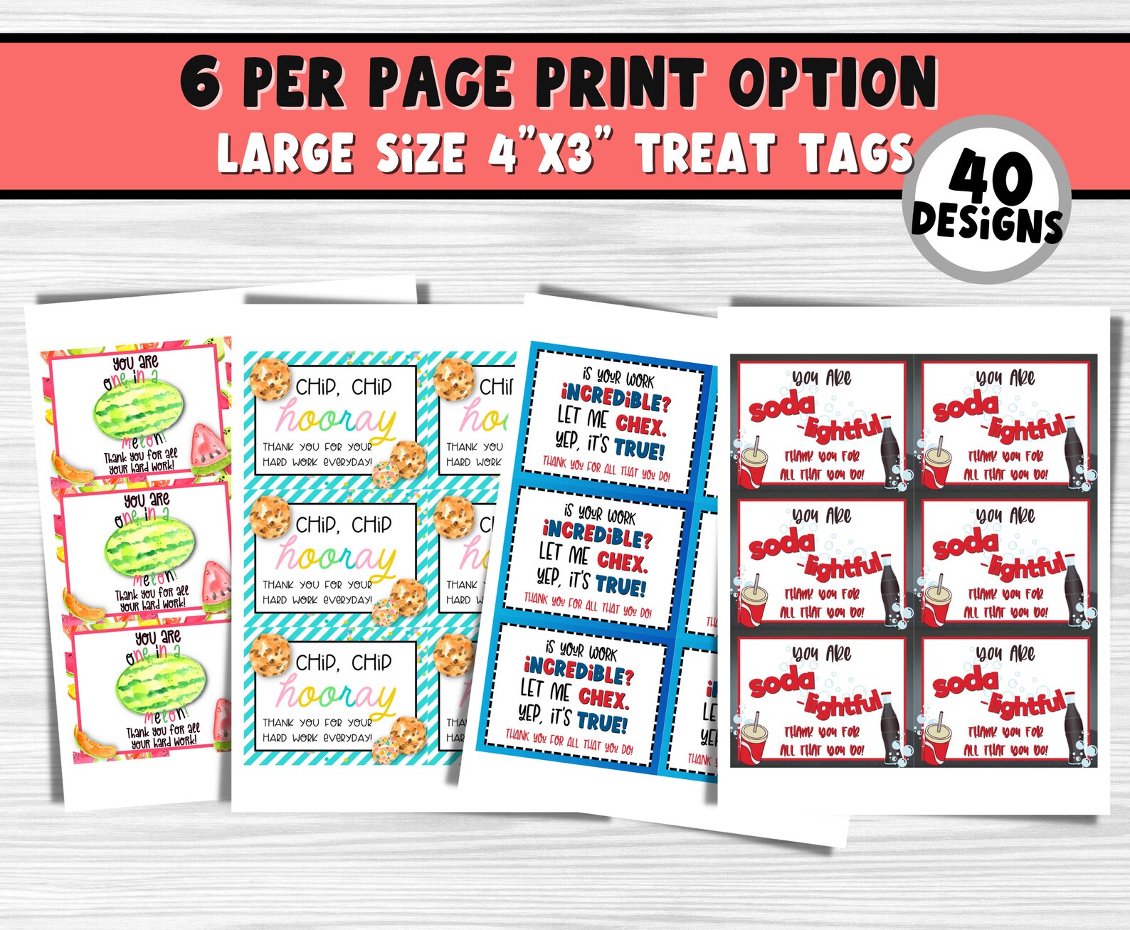 SNACK & TREAT Staff Appreciation Bundle Gift Tags | Large Size 4"x3 ...