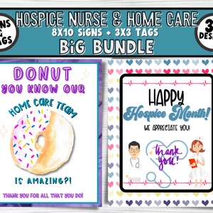 HOSPICE Nurses & Home Care Month Appreciation Printable Signs and Gift ...