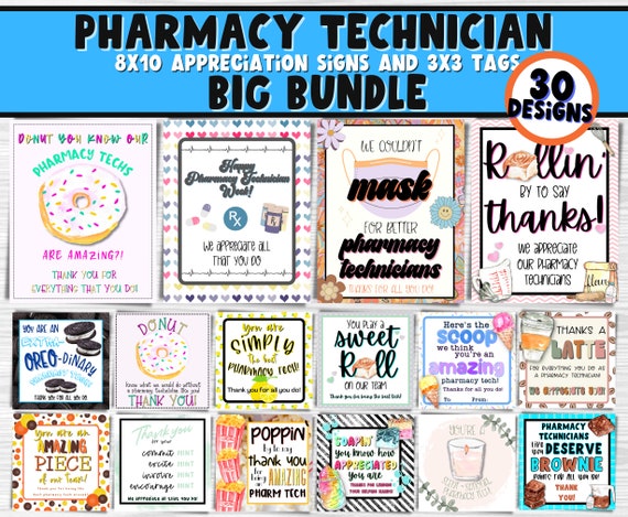 Pharmacy Technicians Week Printable Signs and Tags Pharmacy - Etsy