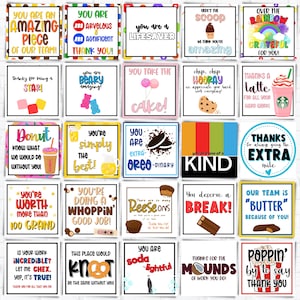 CANDY and SNACK Tags Staff Appreciation Bundle | 2.5"x2.5" Printable ...