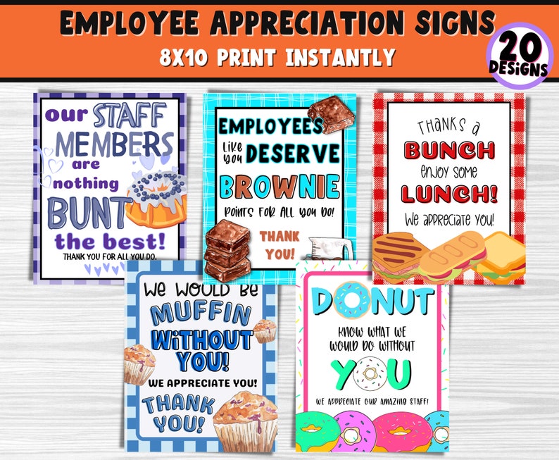 Staff Appreciation Sign Bundle 20 Designs Brunch Lunch - Etsy