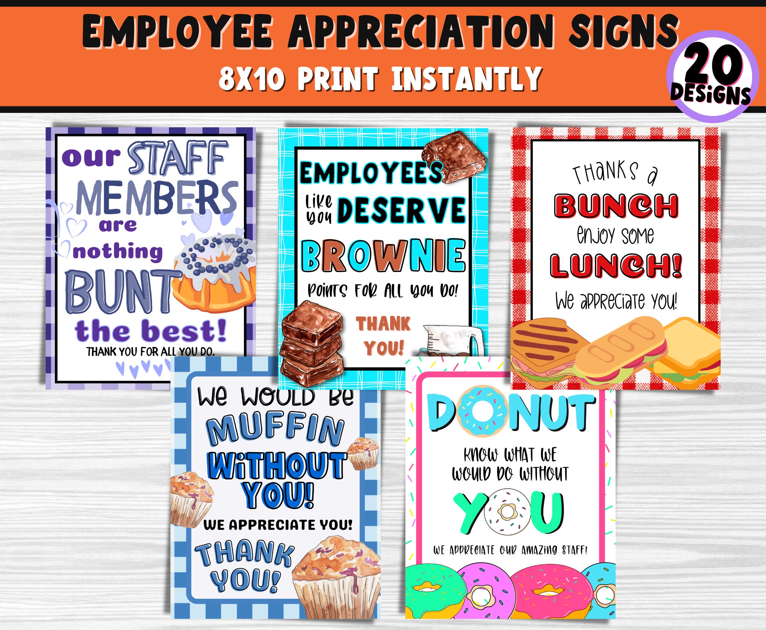 Staff Appreciation Sign Bundle 20 Designs Brunch Lunch - Etsy