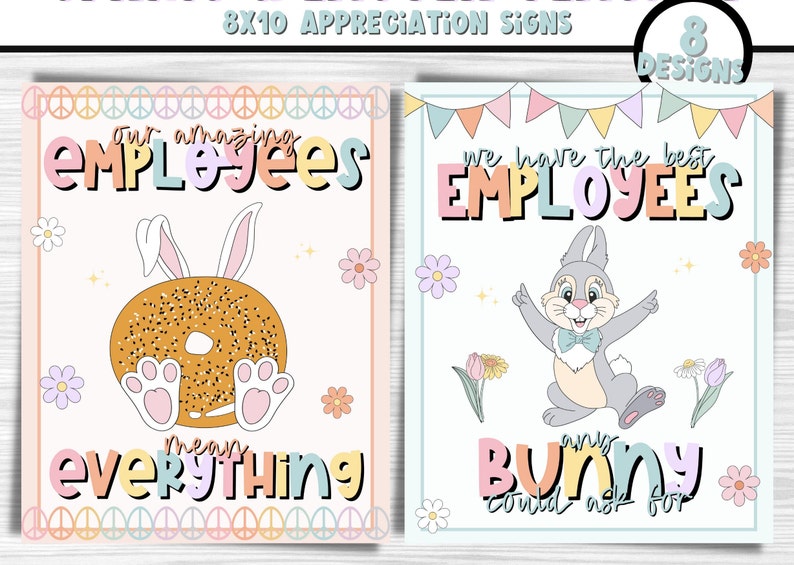 Easter Staff Appreciation Sign Bundle | DIY Spring Bulk Employee ...