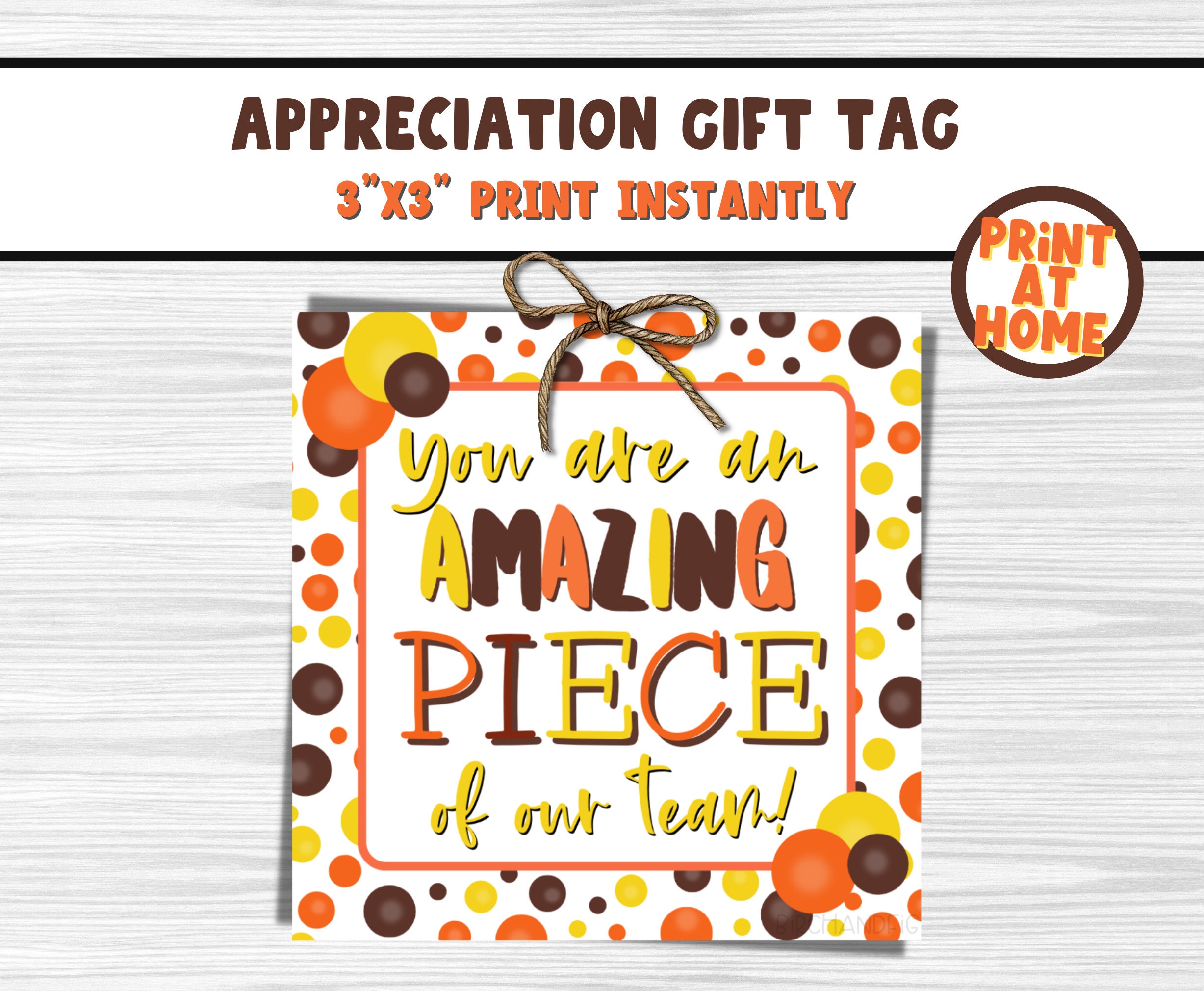 Chocolate Candy Inspired Piece of the Team Printable Tag, Staff ...