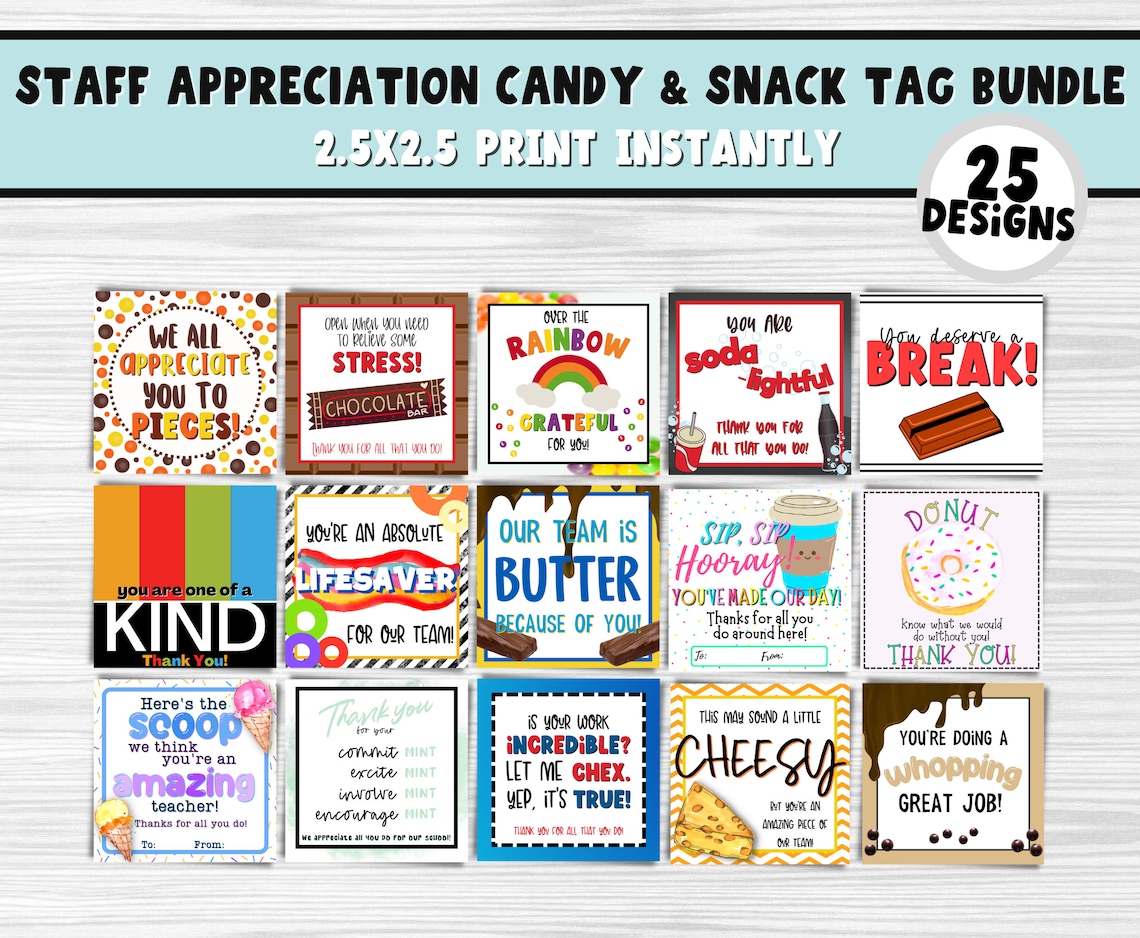 Snack & Candy Tags for Staff Appreciation Employee - Etsy