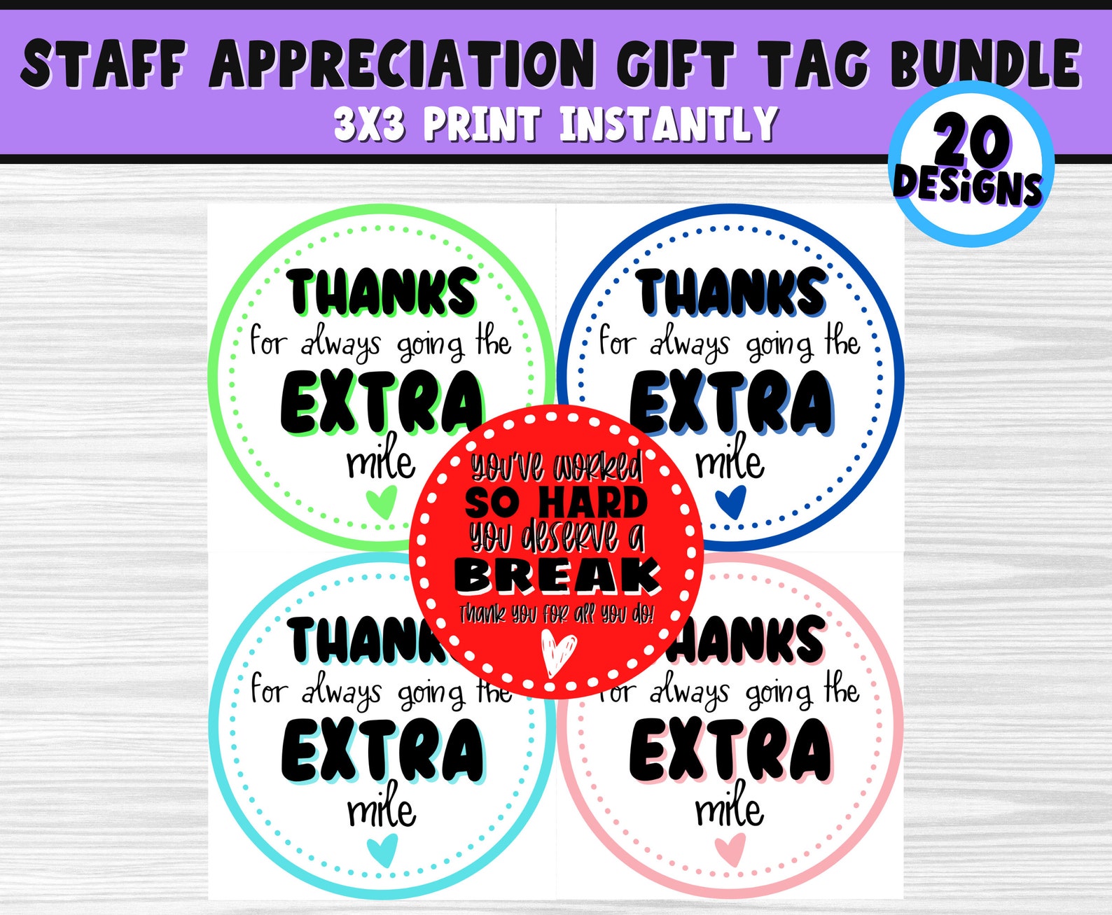 Staff Appreciation Bundle Gift Tags Employee Appreciation - Etsy