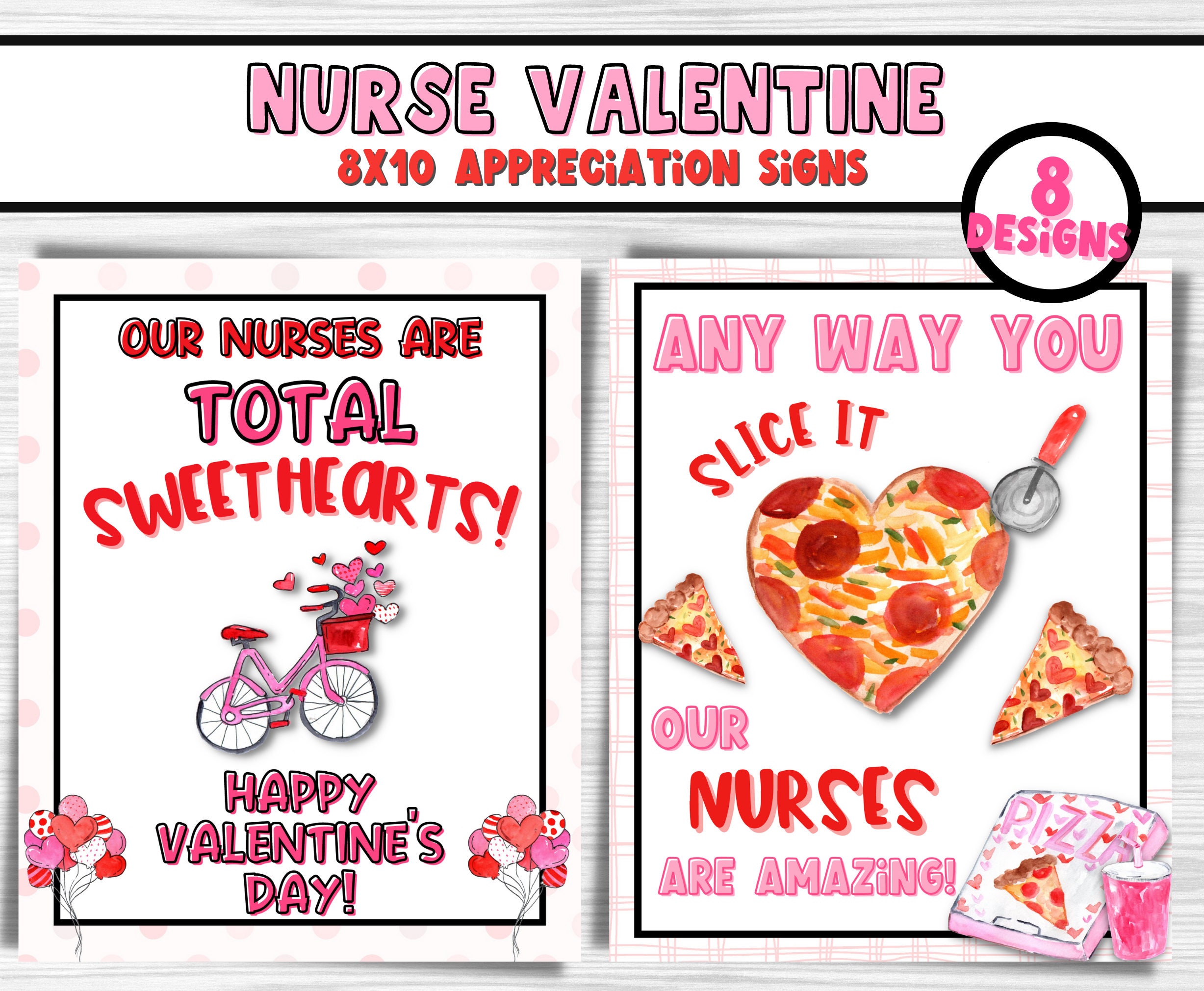 Valentines Nurse Appreciation Sign Bundle | DIY Valentine Bulk Medical ...