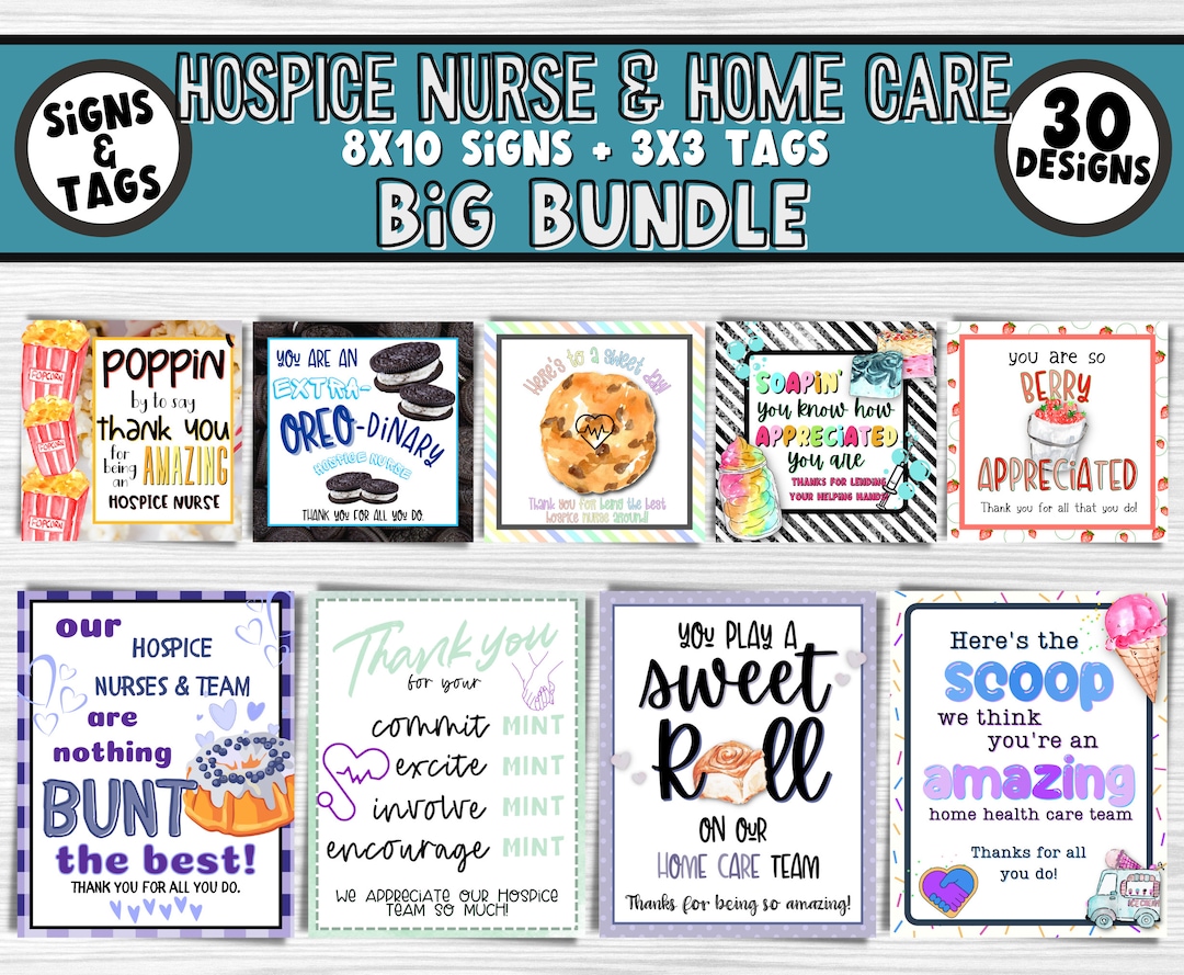 HOSPICE Nurses & Home Care Month Appreciation Printable Signs and Gift ...
