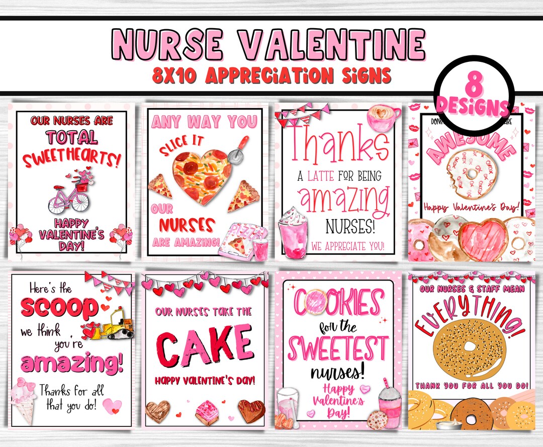 Valentines Nurse Appreciation Sign Bundle | DIY Valentine Bulk Medical ...