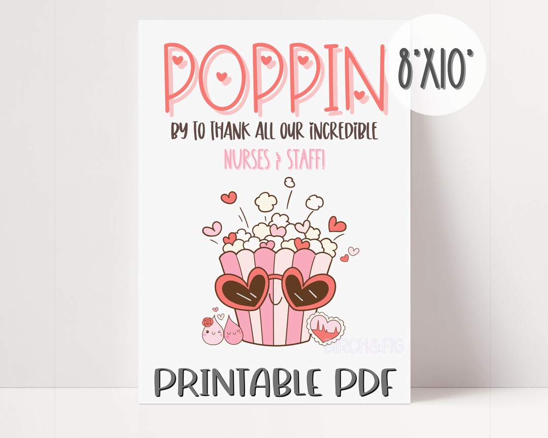 Popcorn Valentine Nurse and Staff Appreciation Sign - Nurse Life Decor ...