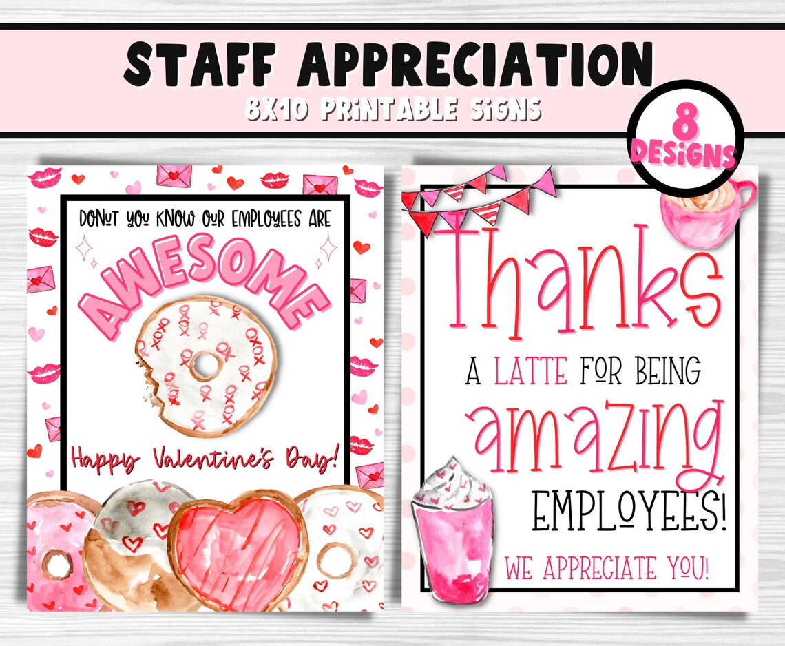 Valentine's Staff Appreciation Sign Bundle DIY Valentine - Etsy