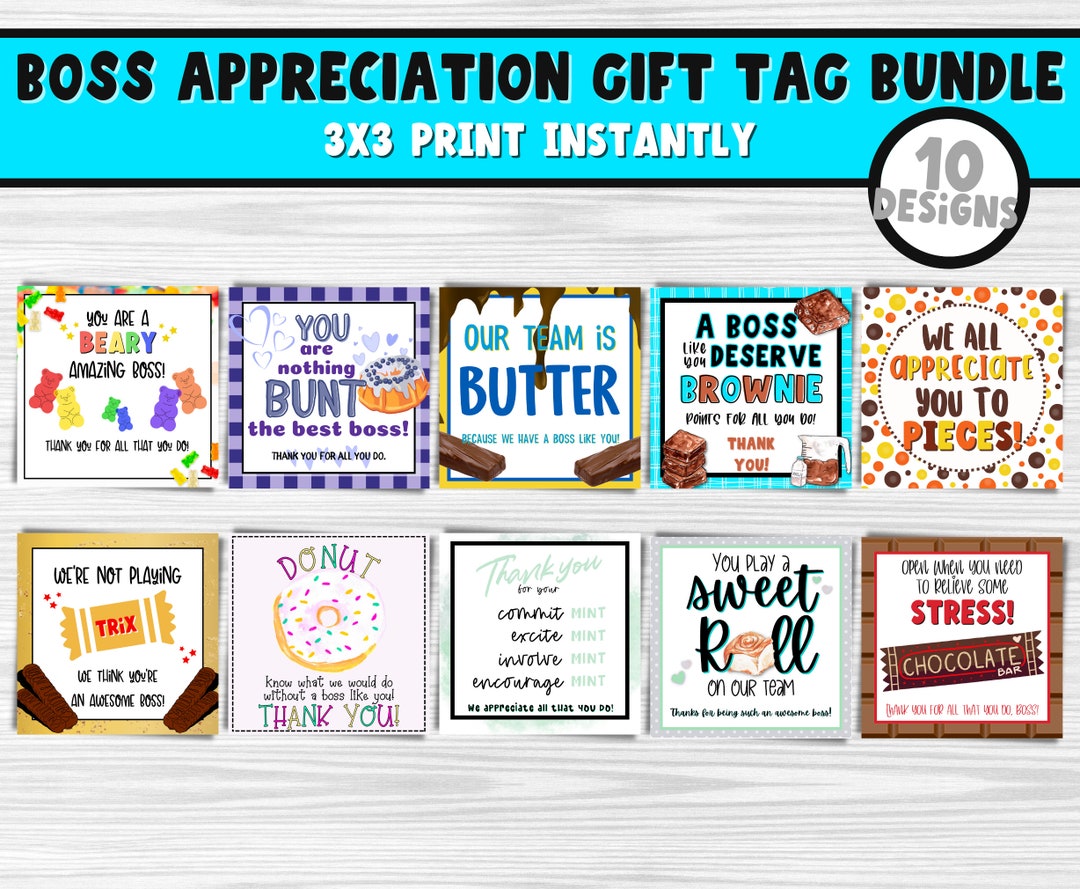 Snack & Candy Boss Appreciation Tag Bundle Designs 3x3 | Printable ...