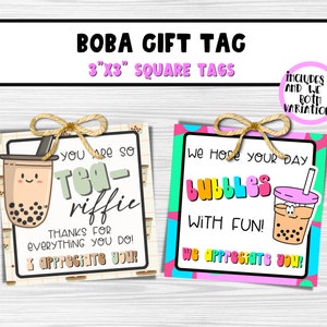 Boba Tea Gift Tag | DIY Printable Gift Tag for Boss or Co-worker ...