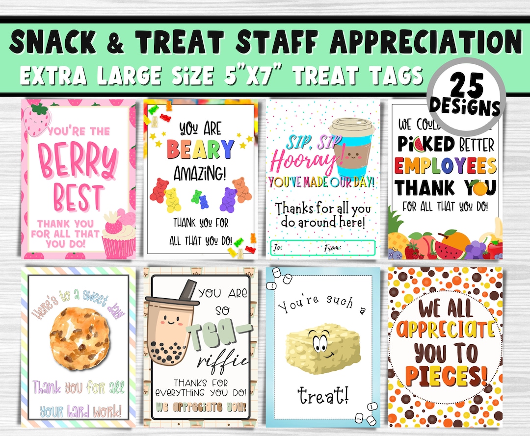 Treat Tags Staff Appreciation Bundle Gift Tags | Extra Large Size 5"x7 ...