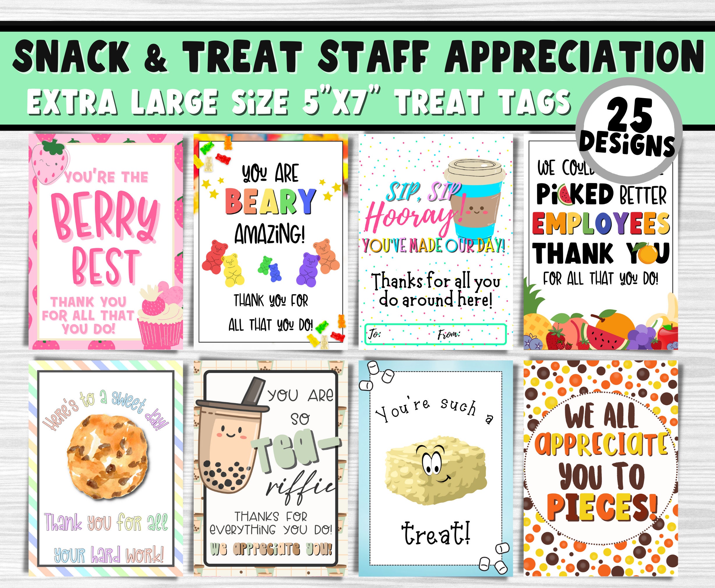 Treat Tags Staff Appreciation Bundle Gift Tags | Extra Large Size 5"x7 ...