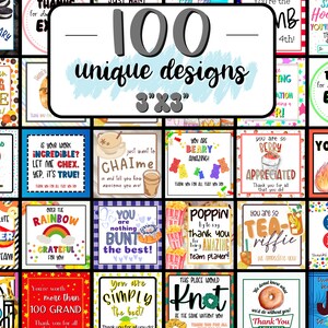100 TAGS Snack & Candy Tags for Staff Appreciation | Employee ...