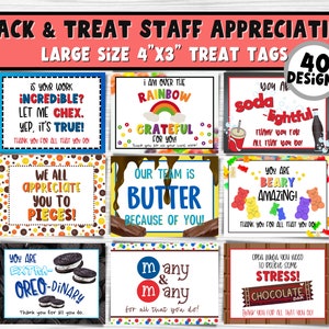 SNACK & TREAT Staff Appreciation Bundle Gift Tags | Large Size 4"x3 ...