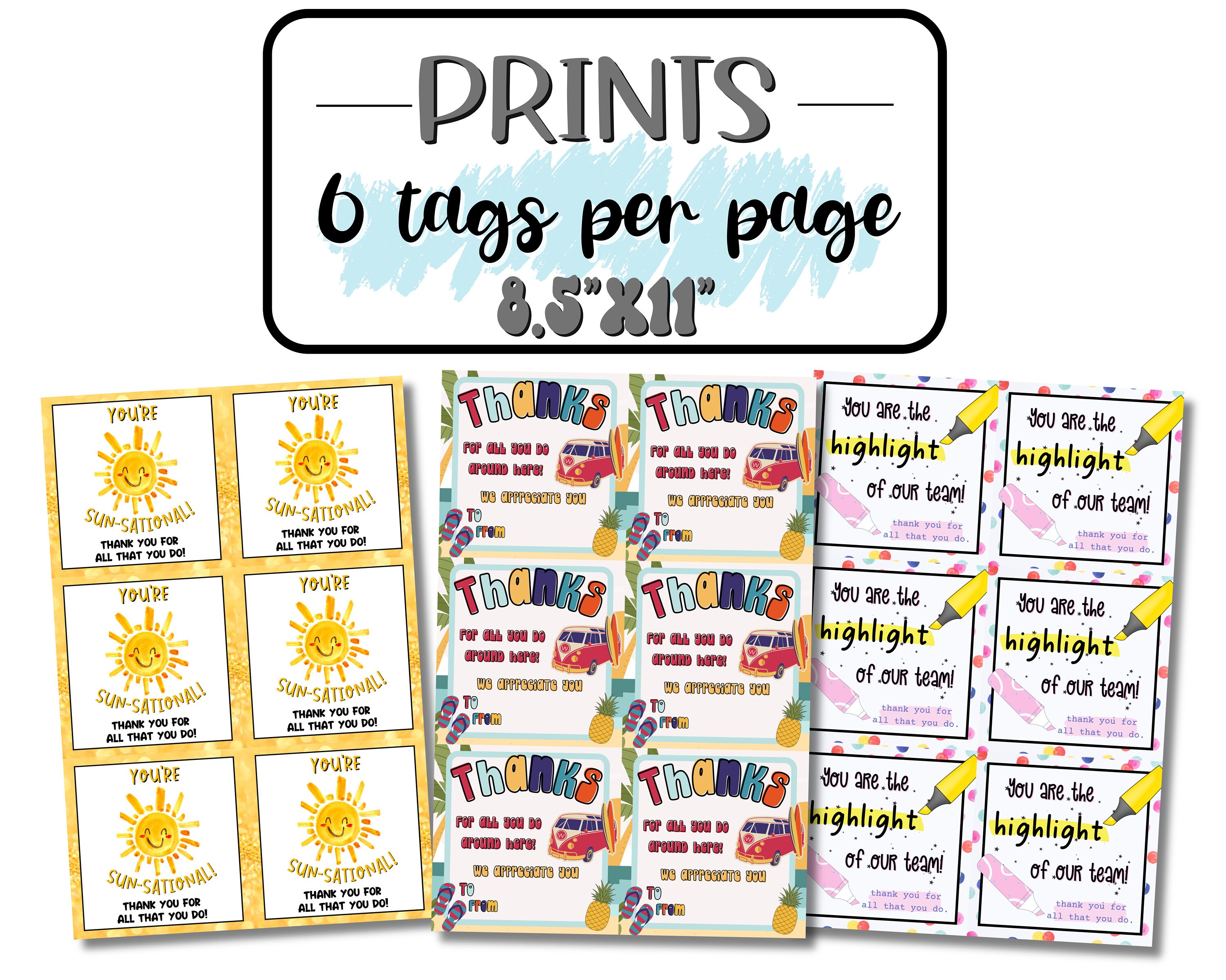 100 TAGS Snack & Candy Tags for Staff Appreciation | Employee ...