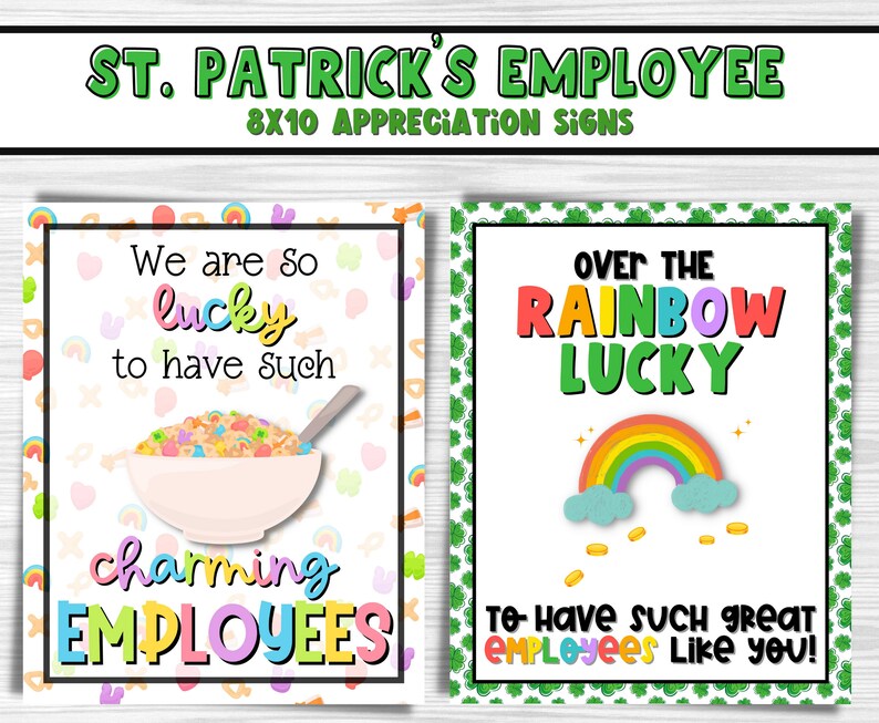 St. Patrick's Day Staff Appreciation Sign Bundle | DIY Lucky Bulk ...