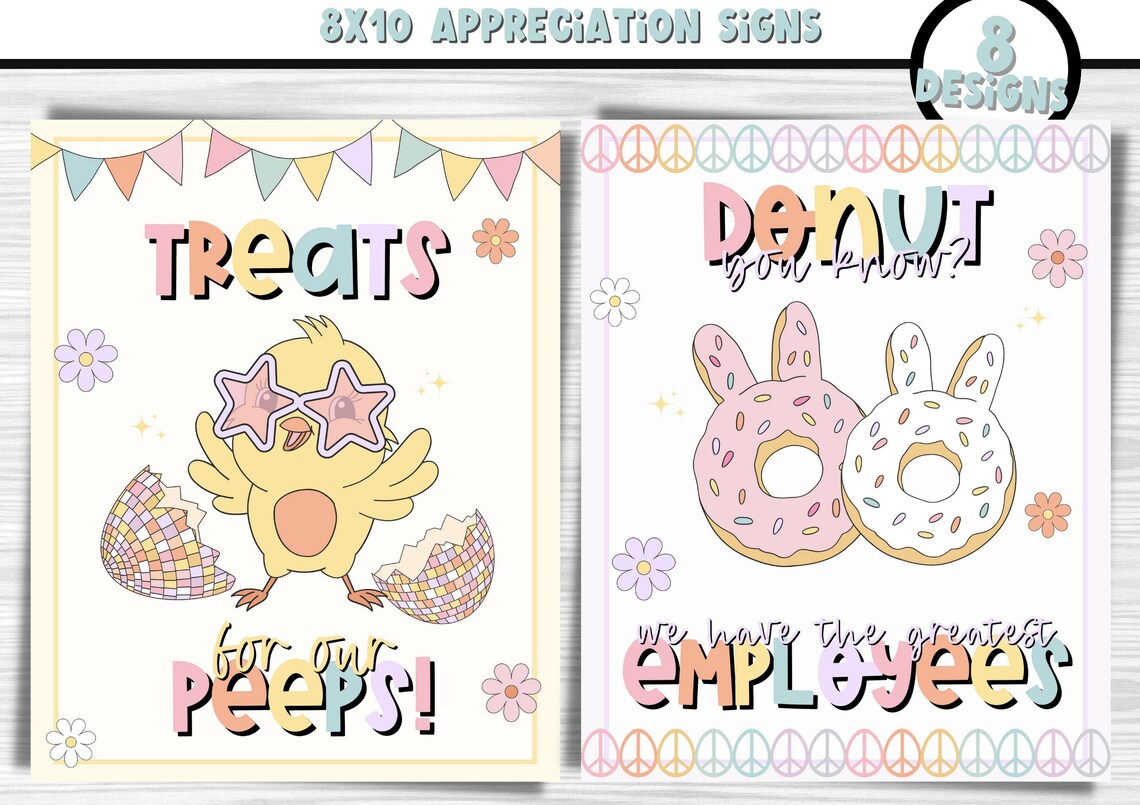 Easter Staff Appreciation Sign Bundle | DIY Spring Bulk Employee ...