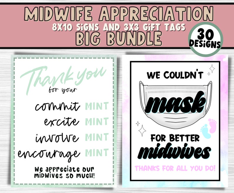 MIDWIFE Week Midwife Appreciation Signs and Gift Tags - Etsy