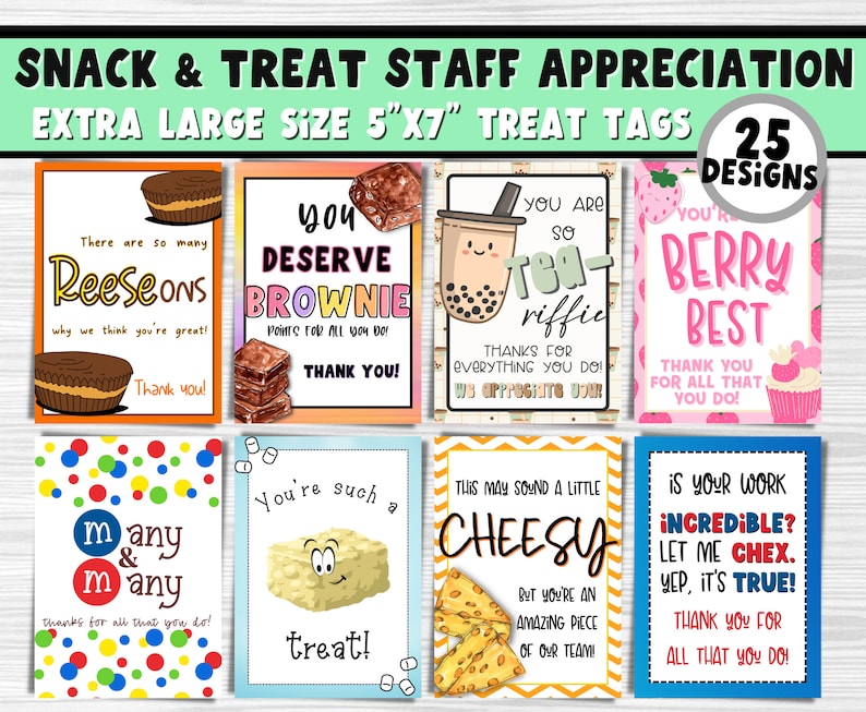 Treat Tags Staff Appreciation Bundle Gift Tags | Extra Large Size 5"x7 ...