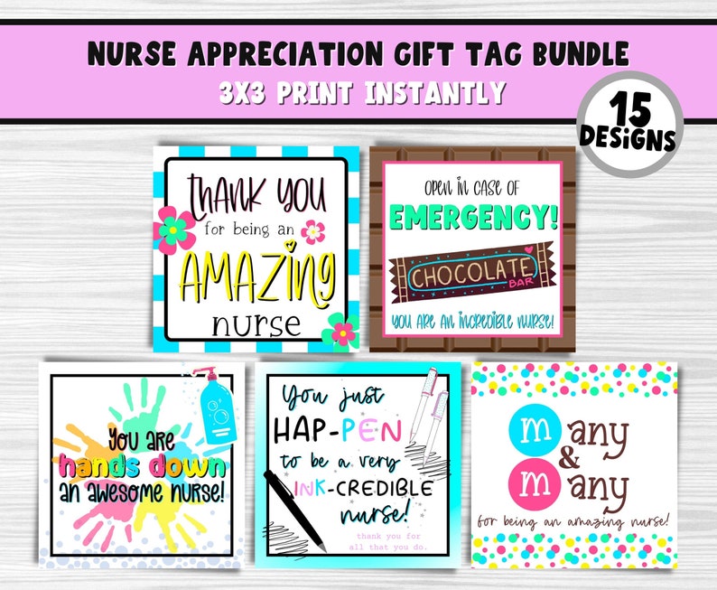 NURSE Appreciation Printable Gift Tags Hospital Staff DIY - Etsy