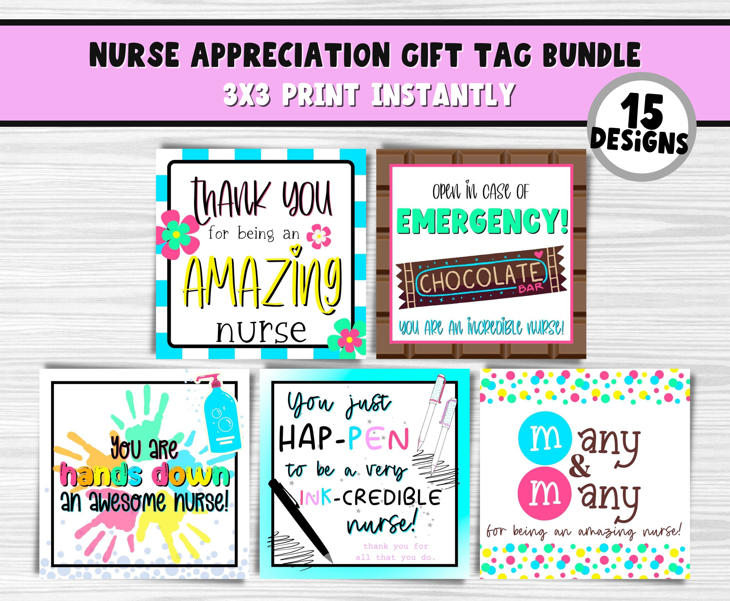 NURSE Appreciation Printable Gift Tags | Hospital Staff DIY Bulk Gift ...