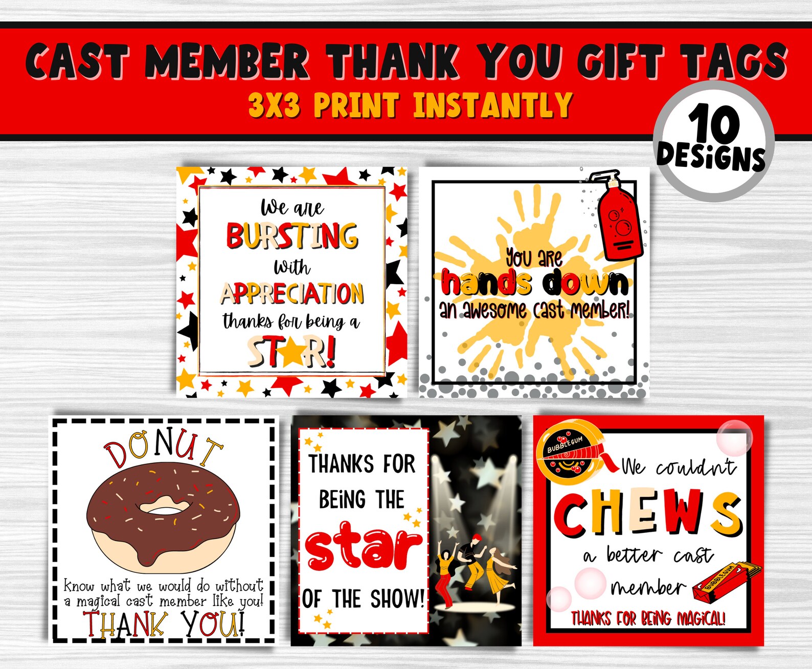 Cast Member Thank You Snack & TREAT Gift Tags | 3"x3" Printable DIY ...