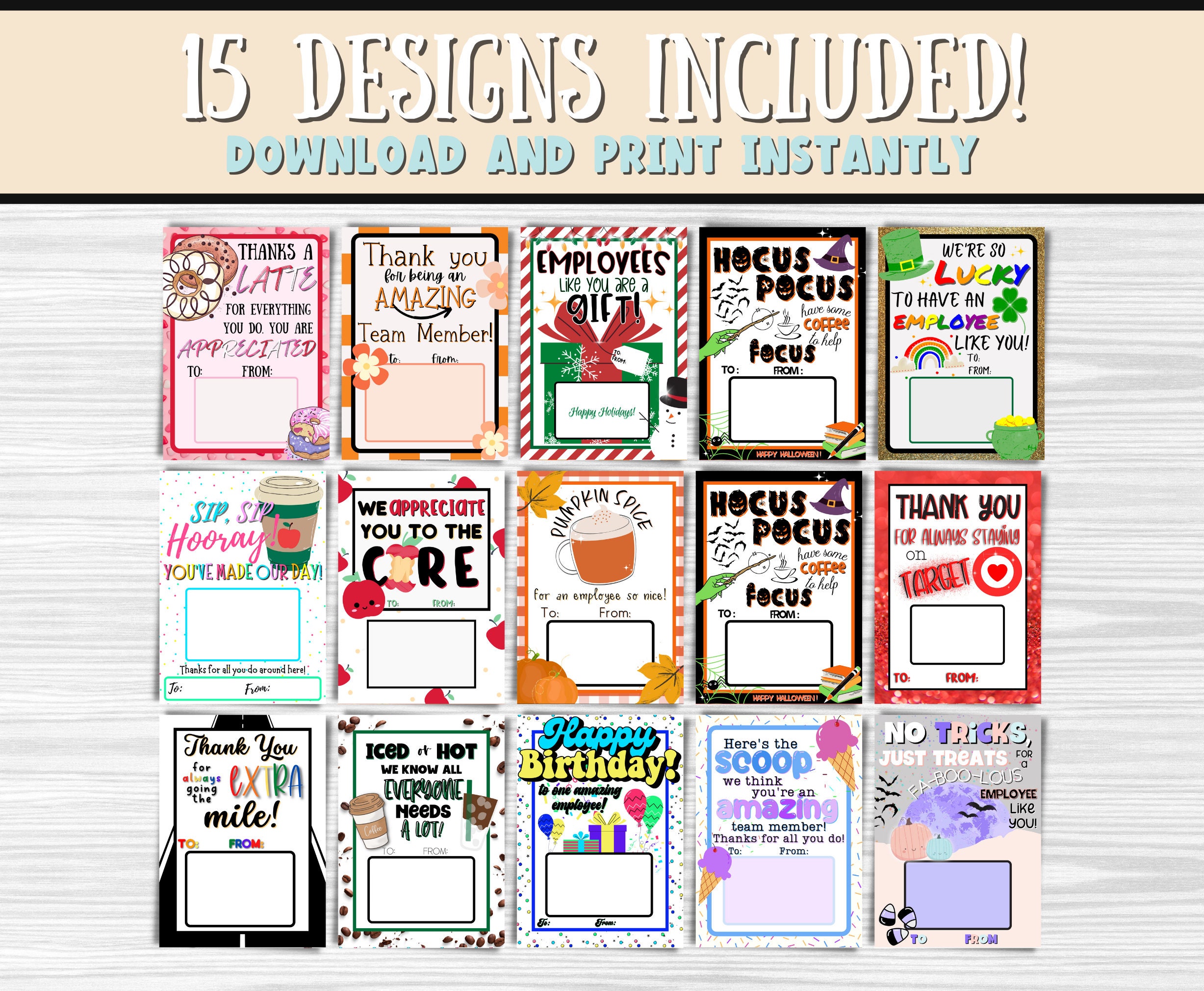 Staff Appreciation Bundle Gift Card Holders, Holiday Employee ...