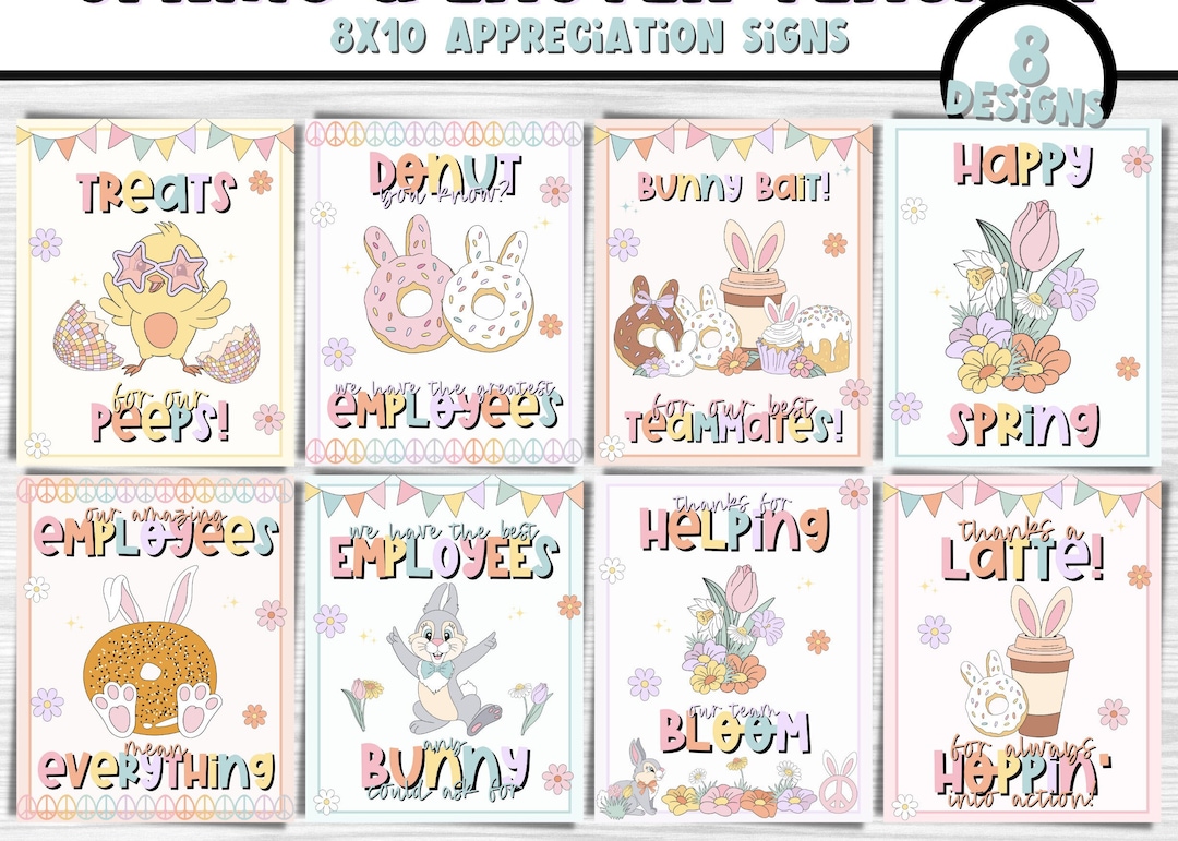 Easter Staff Appreciation Sign Bundle | DIY Spring Bulk Employee ...