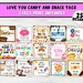 Snack & TREAT I Love You Bundle Gift Tags | 2.5" Square Printable DIY ...