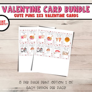 Cute Puns Valentine Card Bundle | DIY Valentine Bulk Employee ...