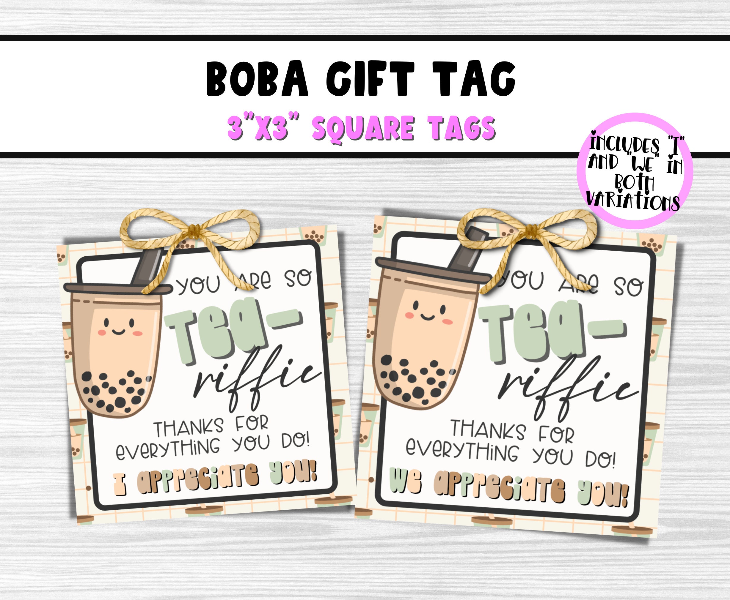 Boba Tea Gift Tag | DIY Printable Gift Tag for Boss or Co-worker ...