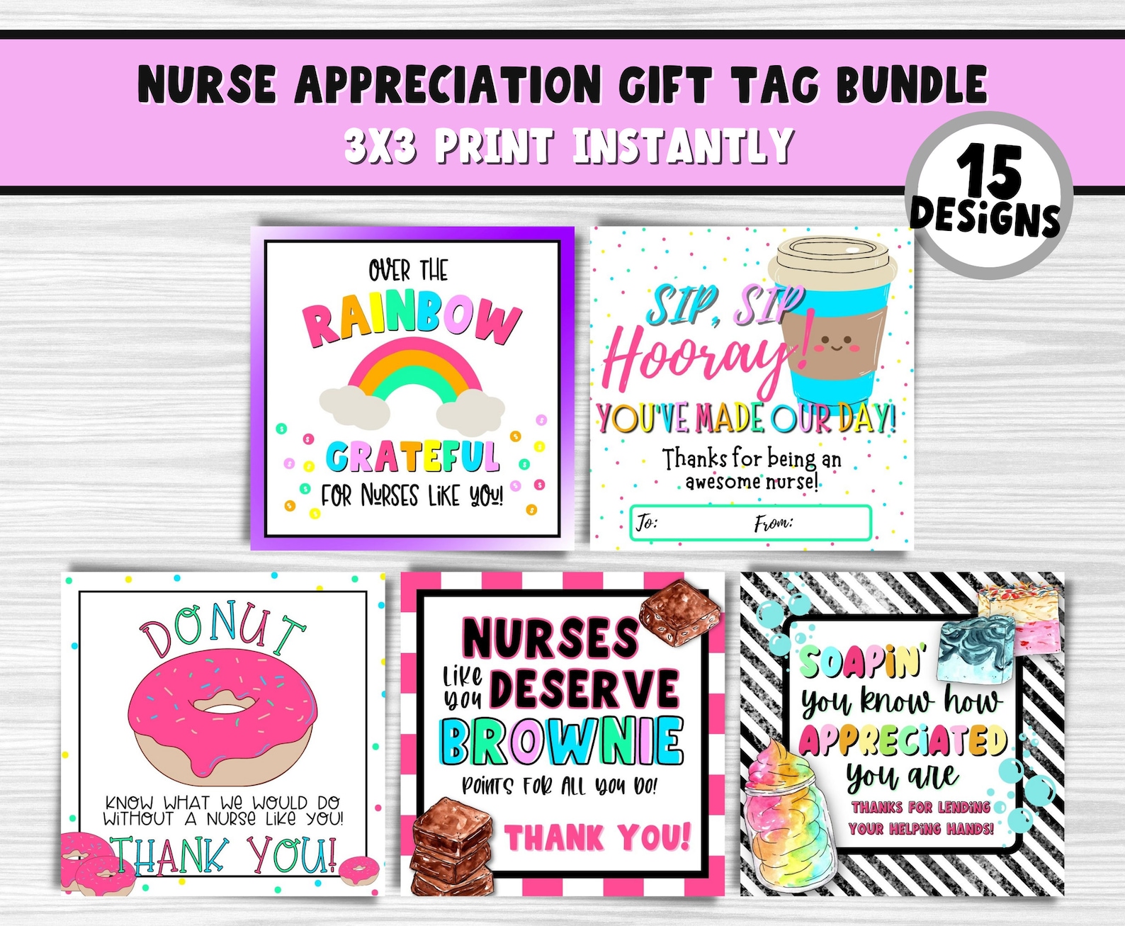NURSE Appreciation Printable Gift Tags | Hospital Staff DIY Bulk Gift ...