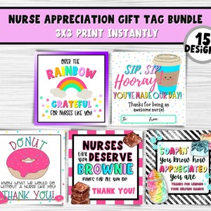 NURSE Appreciation Printable Gift Tags | Hospital Staff DIY Bulk Gift ...