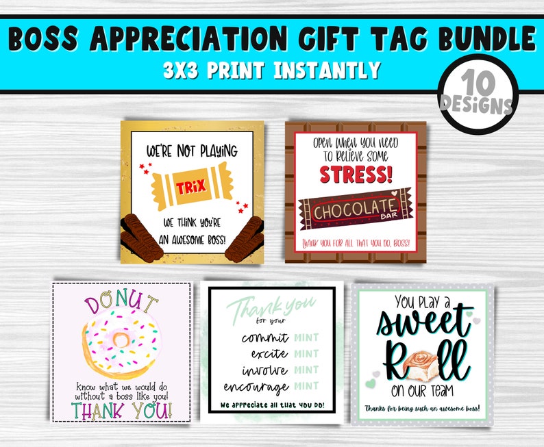 Snack & Candy Boss Appreciation Tag Bundle Designs 3x3 - Etsy