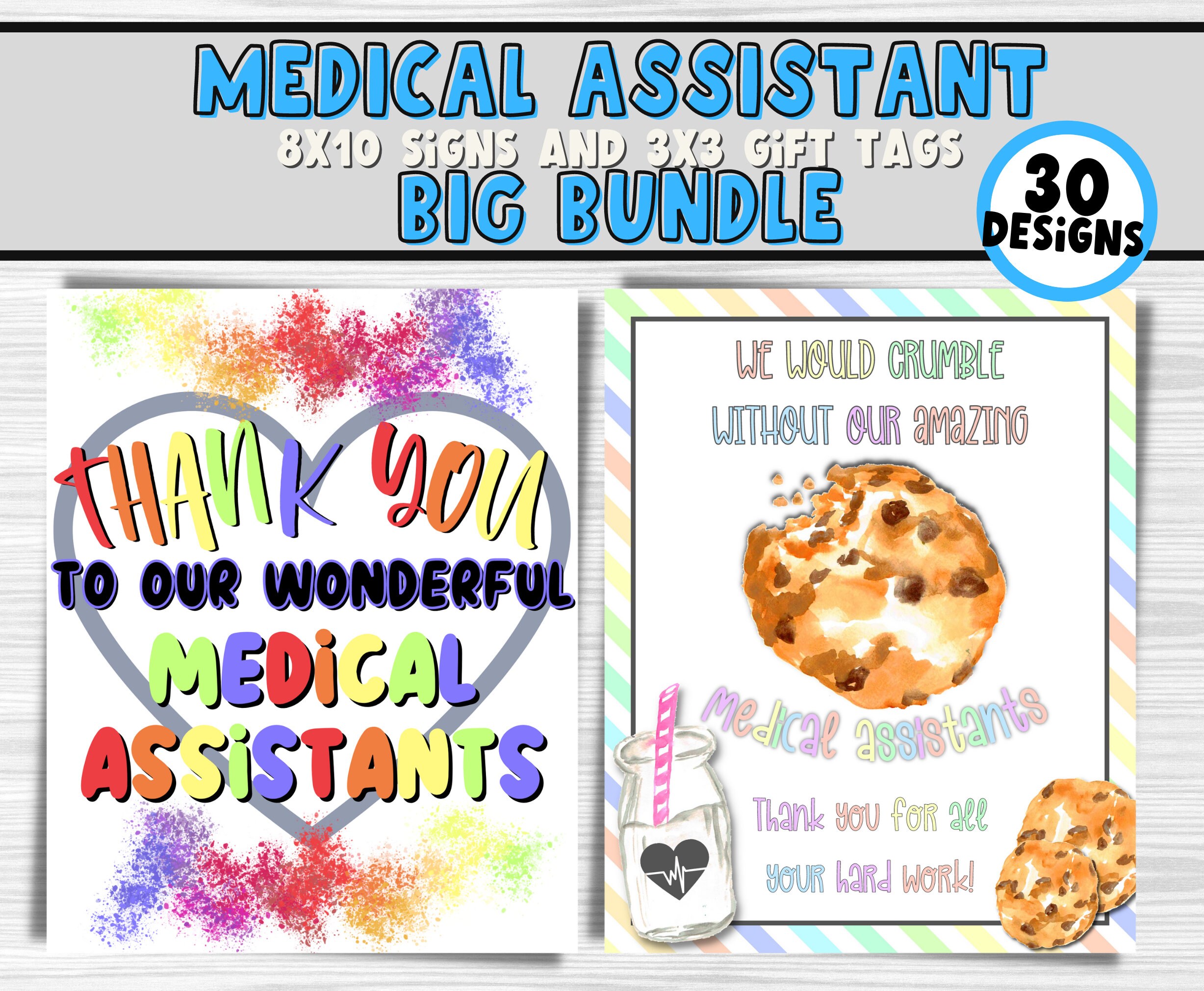 BIG MEDICAL ASSISTANT Appreciation Printable Sign & Gift Tag Bundle ...