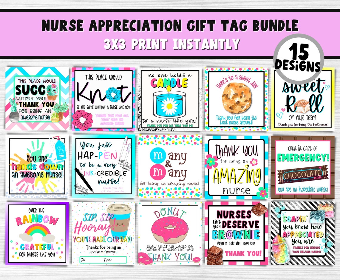NURSE Appreciation Printable Gift Tags Hospital Staff DIY - Etsy