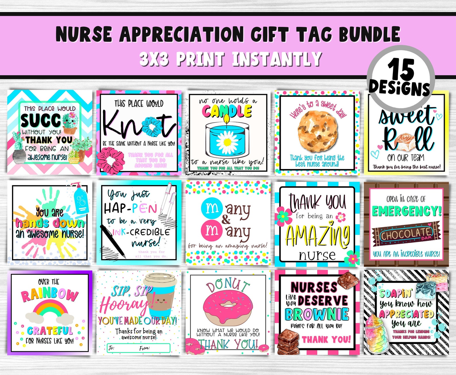 NURSE Appreciation Printable Gift Tags Hospital Staff DIY - Etsy