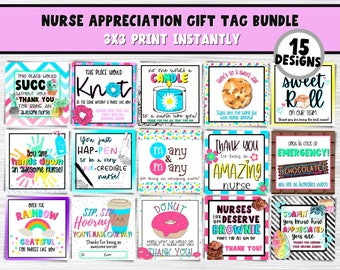 NURSE Appreciation Printable Gift Tags | Hospital Staff DIY Bulk Gift ...
